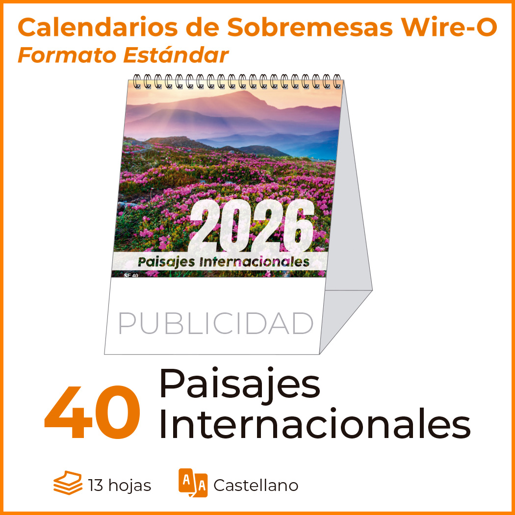 SE 40 MINI paisajes internacionales 2026 - Calendario Publicitario