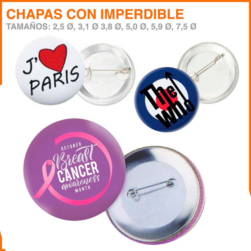 Chapas con Imperdible «Pin-Up Color» - Calendario Publicitario